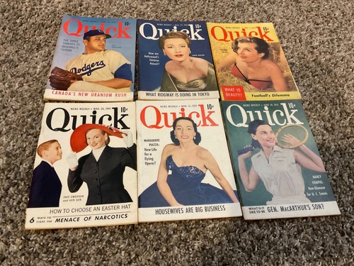 Vintage Quick Magazine - 1951 (Don Newcombe,Baxter, Calvert,Chaffee)Lot ...
