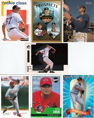 ⚾ 20 different BRUCE CHEN cards lot 1998 - 2014 Braves Phillies Orioles ...