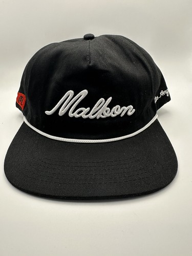 Malbon Golf Embroidered Black Rope SnapBack Los Angeles Script Classic ...