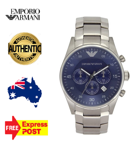 EMPORIO ARMANI SPORTIVO AR5860 SILVER/BLUE CHRONOGRAPH QUARTZ MENS ...