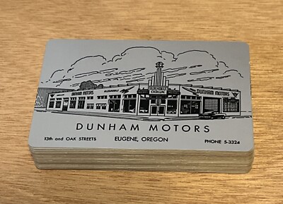 Vintage Remembrance Redi-Slip Finish Playing Cards Dunham Motors Eugene ...