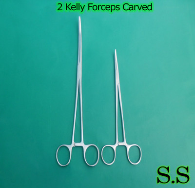 2 Pieces Kelly Hemostat Forceps Curved 5.5" & 8" Surgical Instruments ...