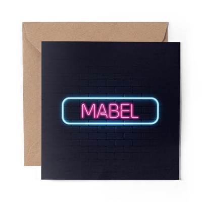 1 x Blank Greeting Card Neon Sign Design Mabel Name #353268 | eBay UK