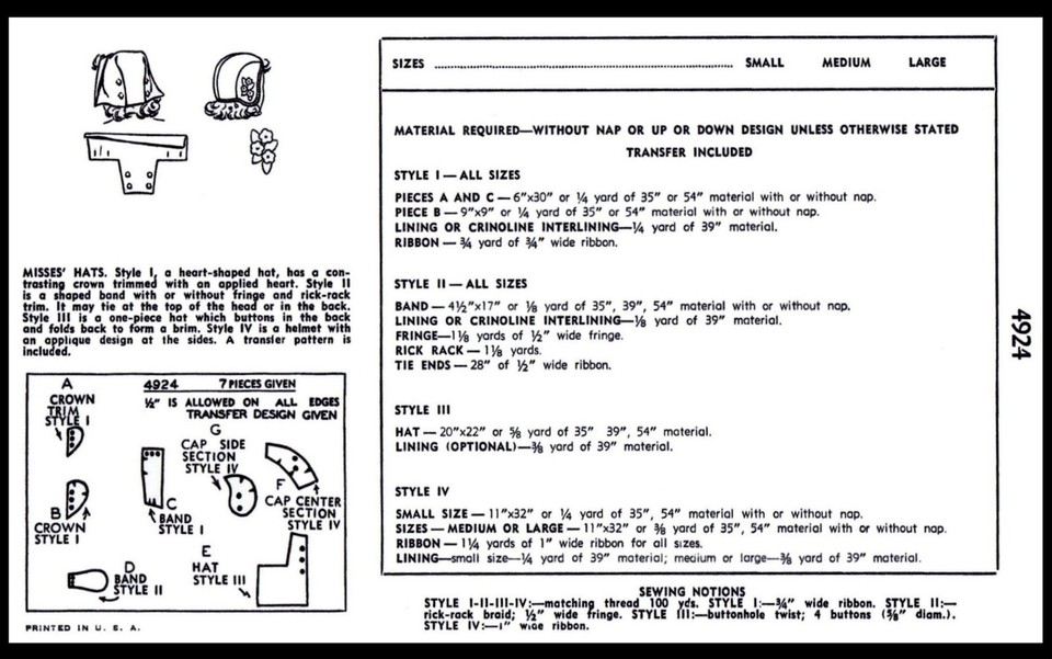 Simplicity #4924 Unique Heart Hat Cap Band Fabric Sewing Pattern Women ...