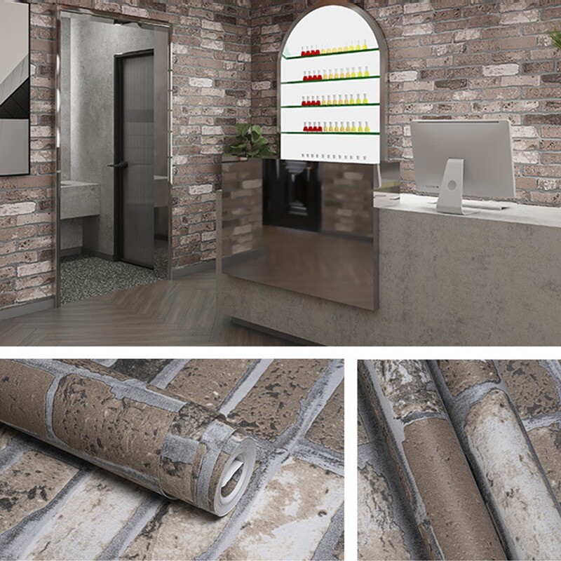 3D Vintage Modern·Brick Effect·Wallpaper Realistic Slate Stone Textured ...