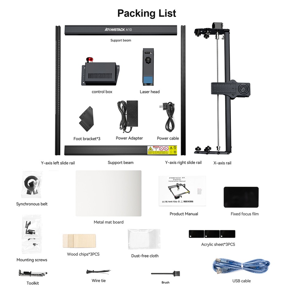 Refurbished ATOMSTACK A10 10W Laser Engraver Fixed-Focus Ultra-thin ...