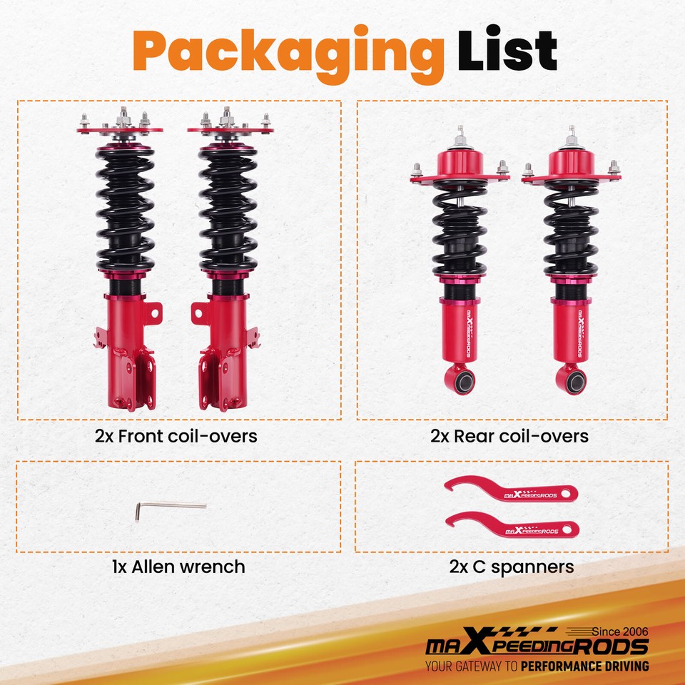 2009-2018 Toyota Corolla Sedan Full Coilovers 24 Way Damper Adjustable ...