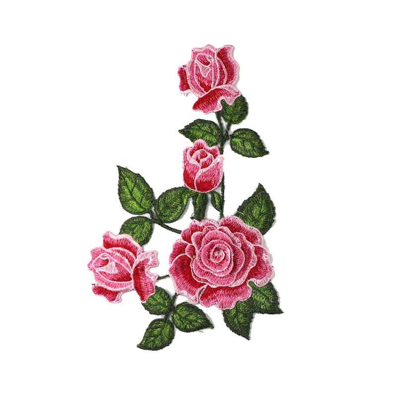 Rose Flower Patch Iron Sew On Embroidered Badge Clothes Embroidery ...