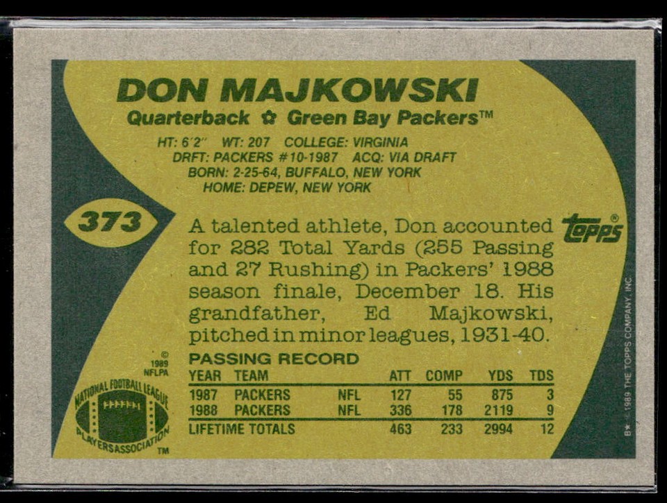 1989 Topps #373 Don Majkowski See Scan | eBay