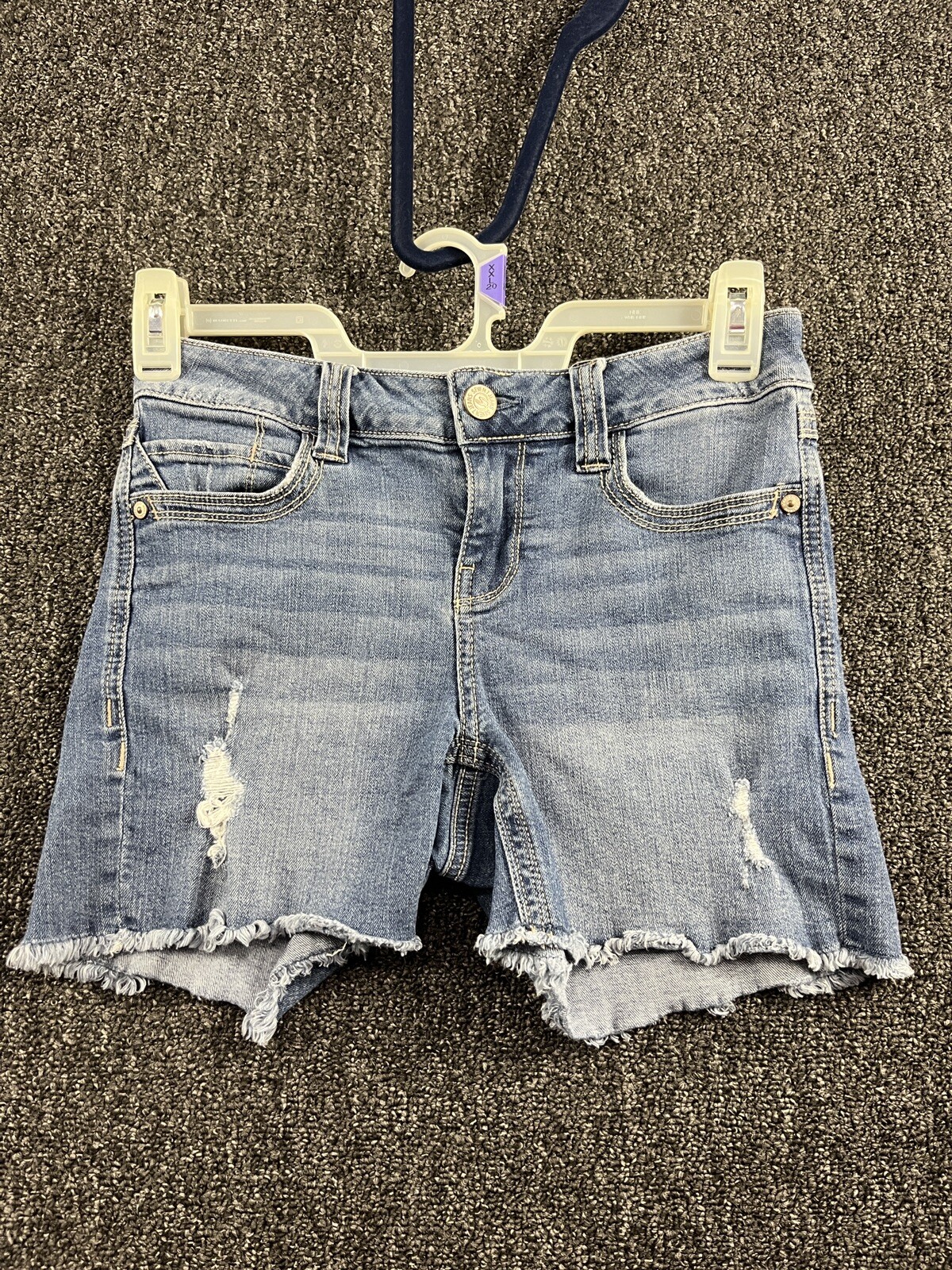 Seven Shorts 7 Womens Jean Size 4 Distressed Cutoff Blue Denim Stretch ...