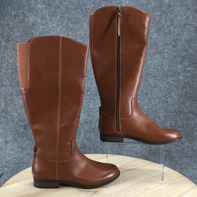Universal Thread Boots Womens 9 Brisa Tall Zip Riding Boot Brown Faux ...