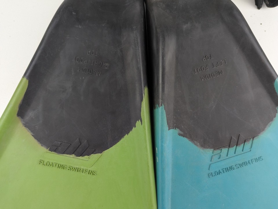 Ally Floating Swim Fins Adult Size Medium Bodyboarding Blue Green | eBay