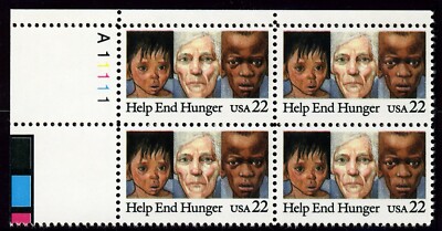 US 1985 Help End Hunger Plate Block (2164) . Mint Never Hinged | eBay