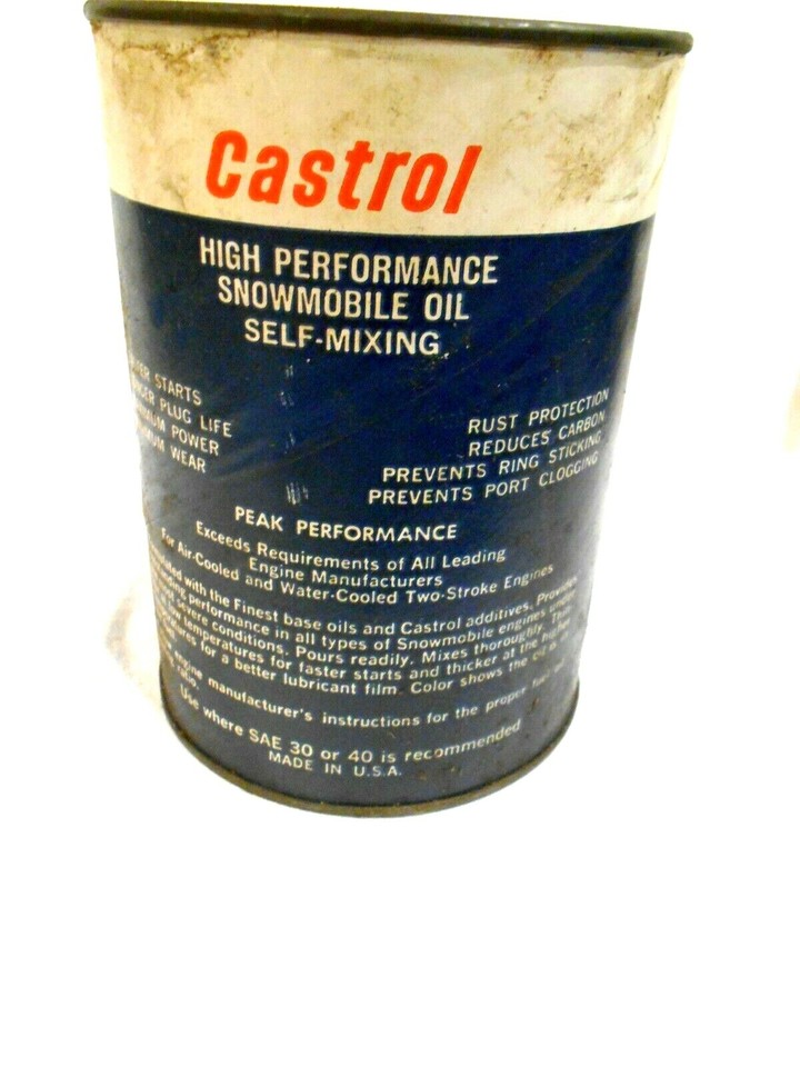 Vintage Castrol High Performance Snowmobile Oil 1qt Cardboard Can | eBay