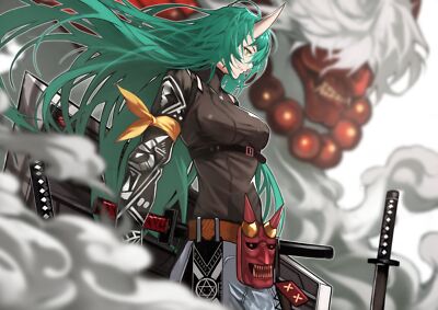 Anime Girls Yoshi55level Horns Arknights Hoshiguma Gaming Mat Desk ...