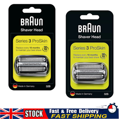 For Braun 32B/32S Shaver Replacement Head Series 3 Foil Cartridge Black ...
