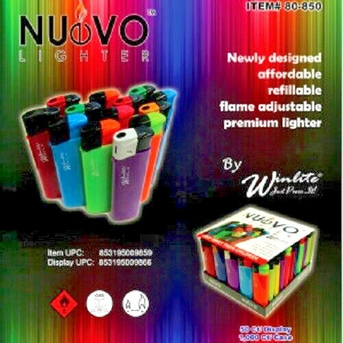 Winlite Nuevo Lighter Adjustable Flame Refillable 5 Pcs Assorted color ...