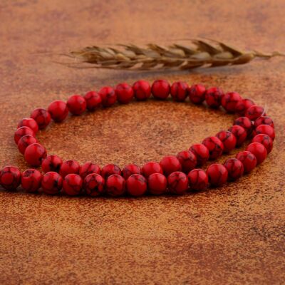 Natural Red Turquoise Round Beads Gemstone Loose Beads Strand 15.5" 8mm ...