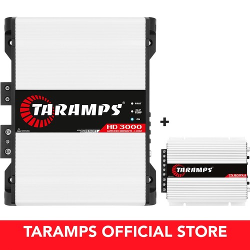Taramps TS 800X4 800W 2 OHMS + HD 3000 1 OHM Amplifier 1 Channel 3000 ...