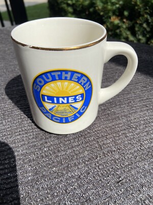 Southern Pacific Sunset Vintage Gold Rim Coffee Mug | eBay