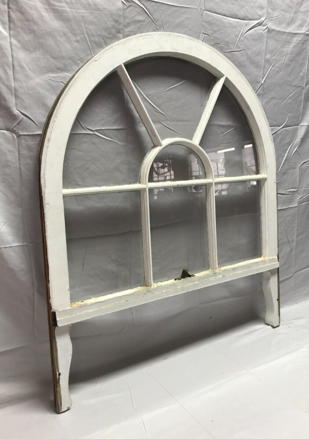 Antique 7 Lite Arch Top Transom Window Sash 31x36 Drop Corbels Old VTG ...