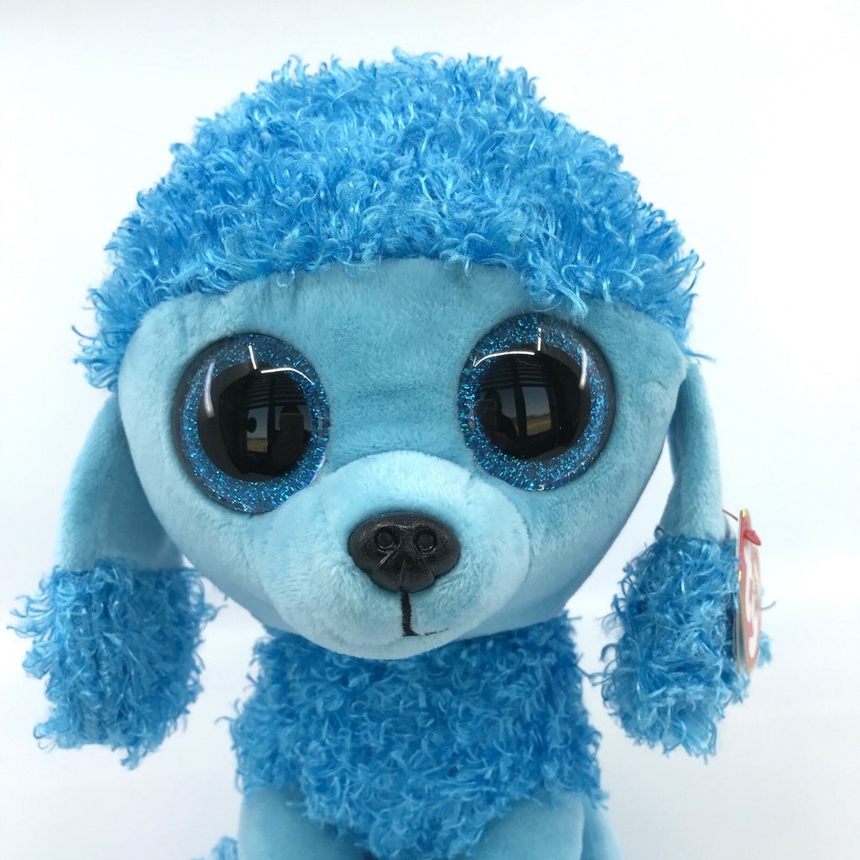 TY Beanie Boos Mandy Poodle Dog 2017 NEW 9in Medium Blue Sparkle Eyes ...