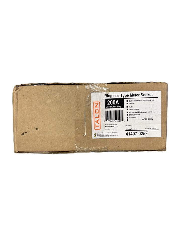 Siemens Talon 41407-025F Ringless Type Meter Socket 200A | eBay