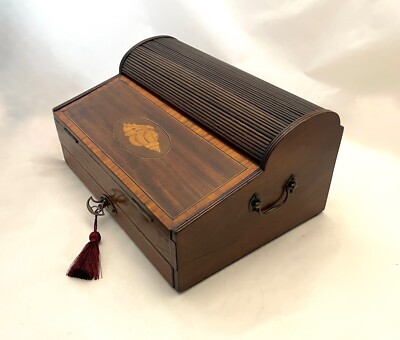 Antique 1700's Tambour Writing Box-Rare & Elegant- Conch Inlay, Crystal ...