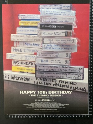 BBC RADIO 1 EVENING SESSION - 10TH BIRTHDAY - 2000 A3 ADVERT POSTER ...