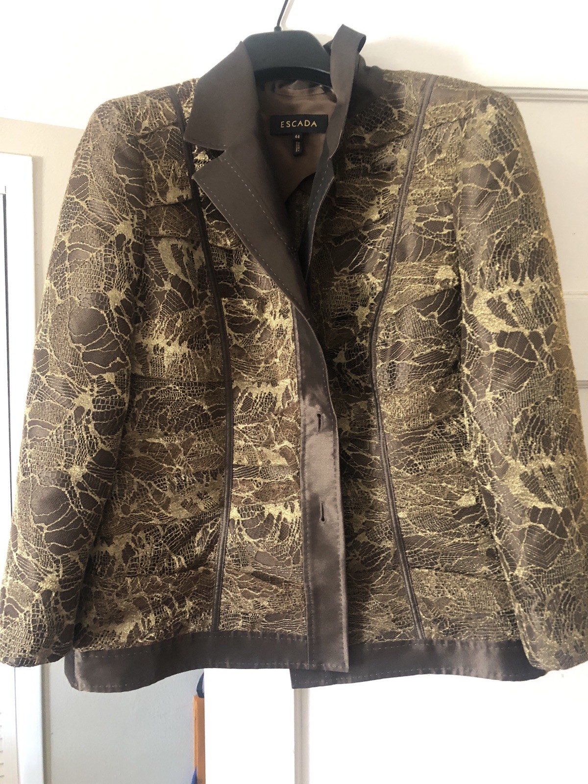 ESCADA Brown Bronze Gold Mesh Lace Jacket Size 44, PR… - Gem