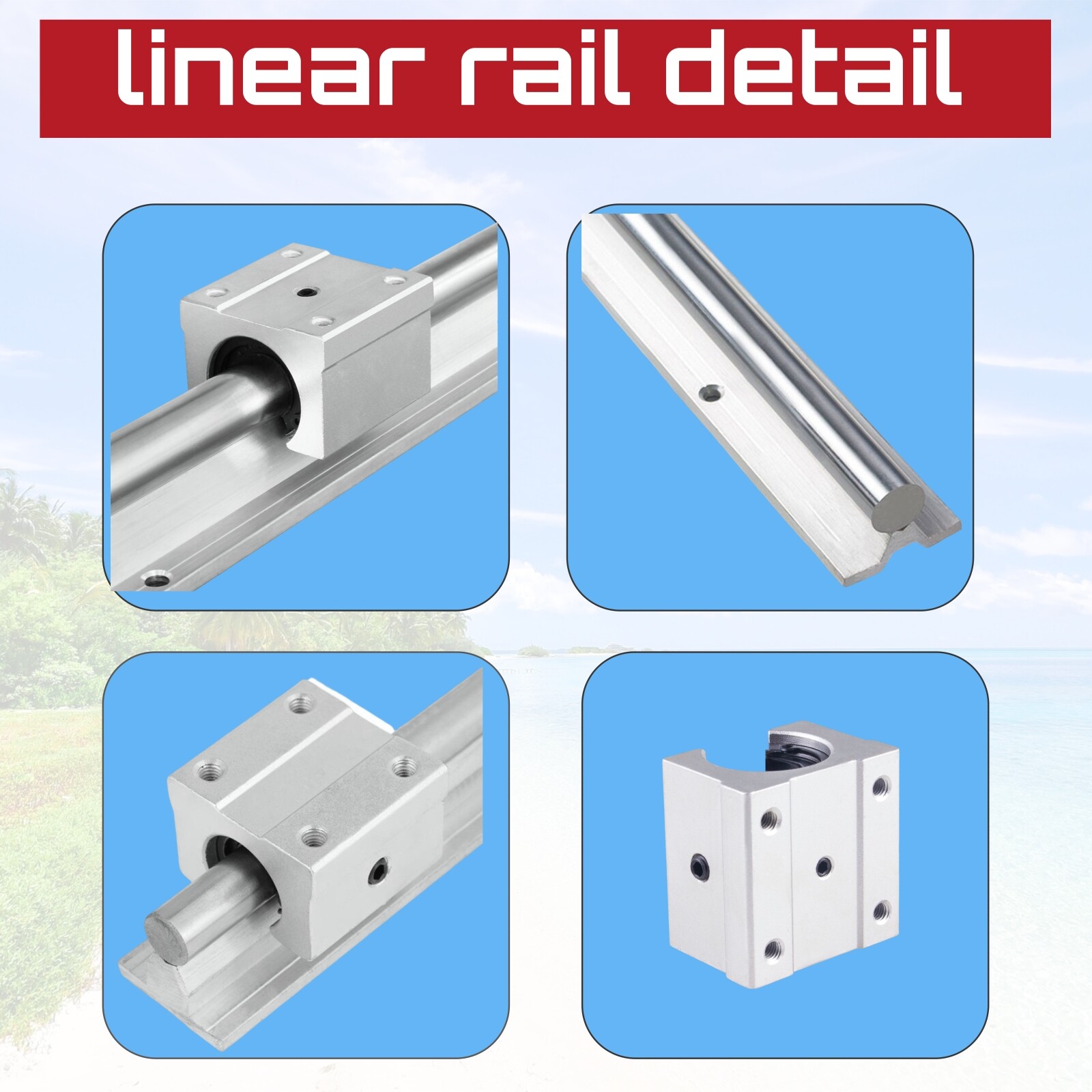 2x SBR16 300-3000mm Linear Silde Rail Guide Shaft 4x SBR16UU Bearing ...