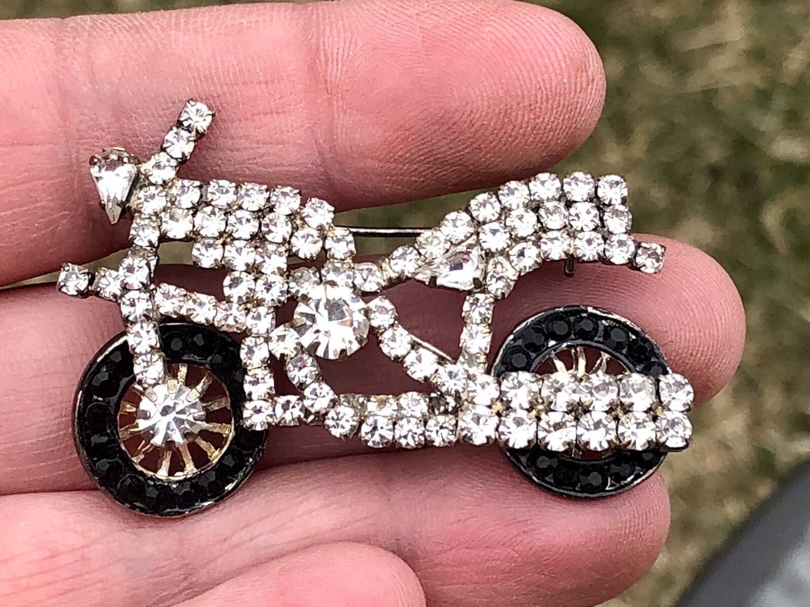 Vintage Butler Wilson Motorcycle Biker Rhinestone Pin… - Gem