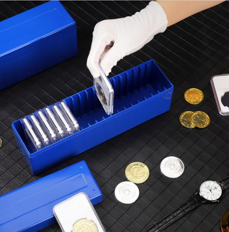 2 Blue Coin Slab Storage Boxes for 40 Coin Slabs Compatible with PCGS ...
