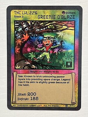 Cannabeast TCG Kickstarter - Greenie O’Blaze Holo - 47/114 | eBay