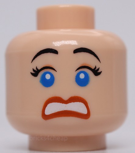 Lego Light Nougat Female Head Red Lips Blue Eyes Black Eyelashes ...