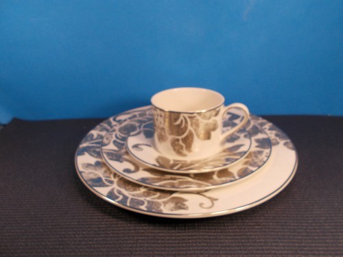 Lenox China Silver Applique Pattern 4 Piece Dinnerware Set NWT 1st ...