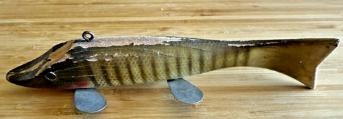 Vintage Wood Ice Fishing Decoy-Pike/ Musky-7"-Metal Fins-Paint Chips | eBay