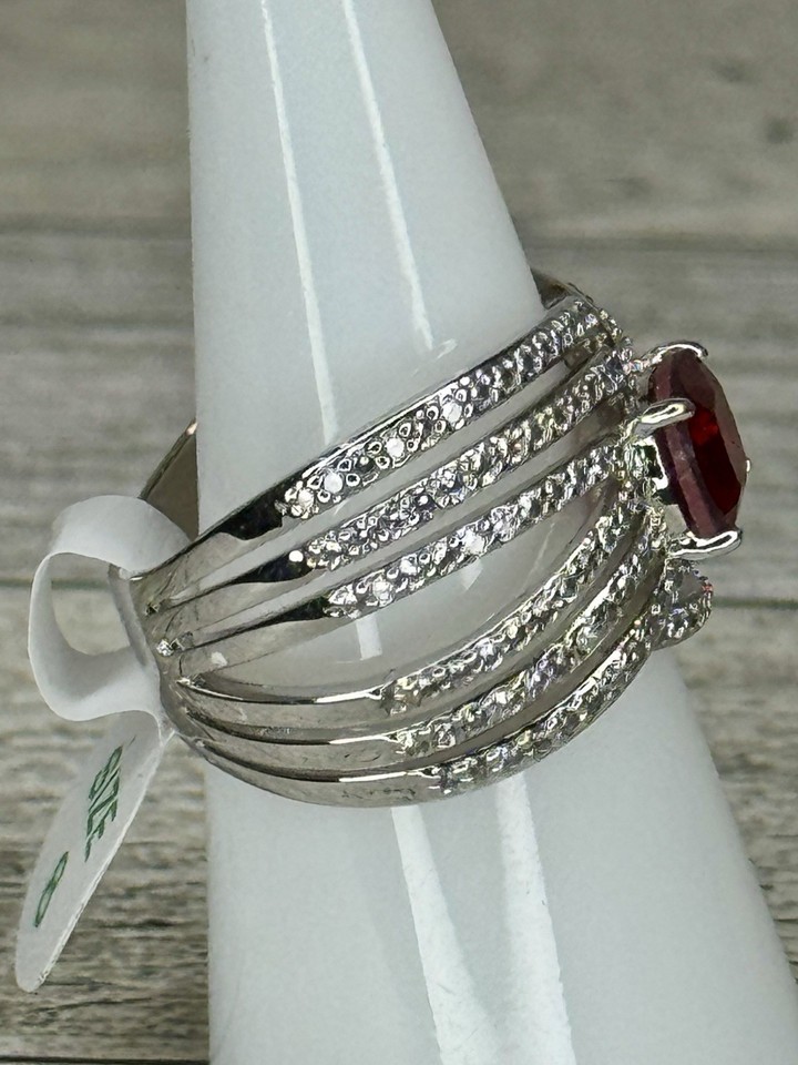 BP Ring RBP7745 “Shes Pure Glamour” Lab Created Ruby Rhodium Plating SZ ...