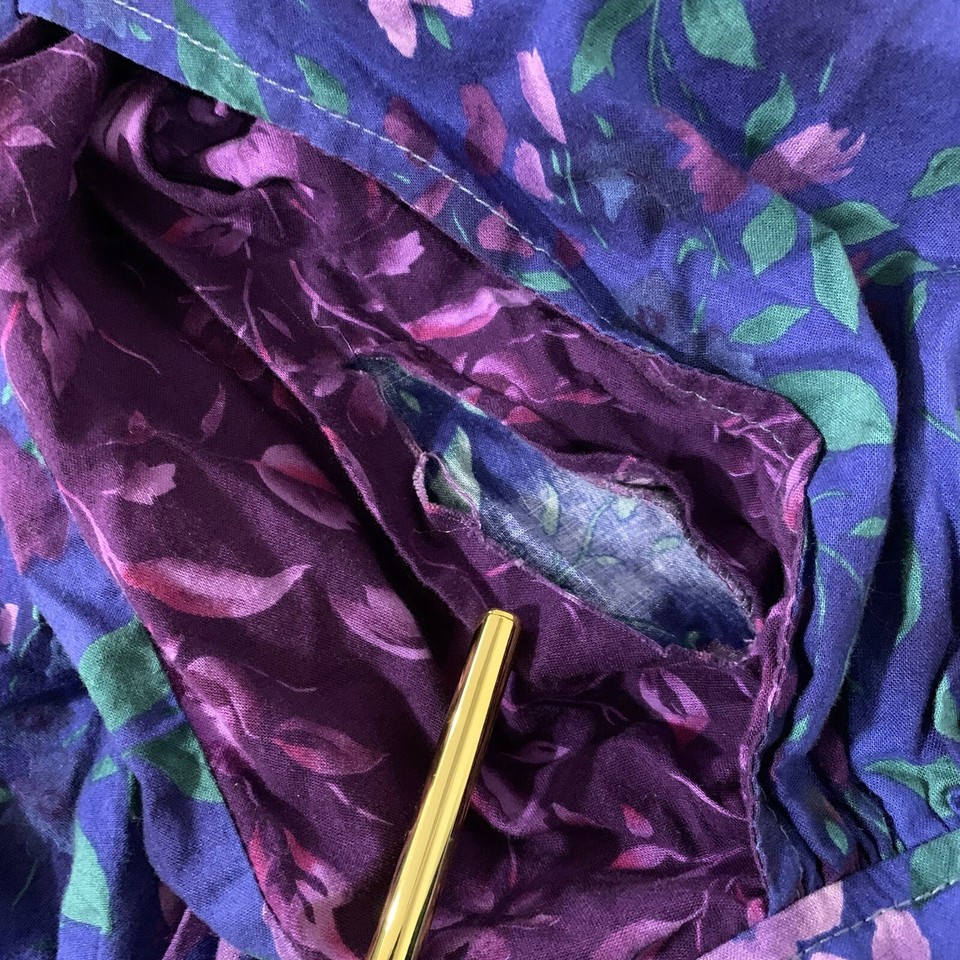 Dee’s Design Women’s Maxi Apron Dress S Blue Purple Floral Sleeveless ...
