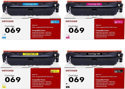 4x 069 Toner Cartridges w/ CHIP for Canon MF751,MF752,MF753,MF756 ...