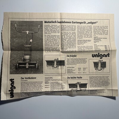 Zeitungsartikel | DDR | Gartengerät | unigart | Krümler | VEB | eBay.de