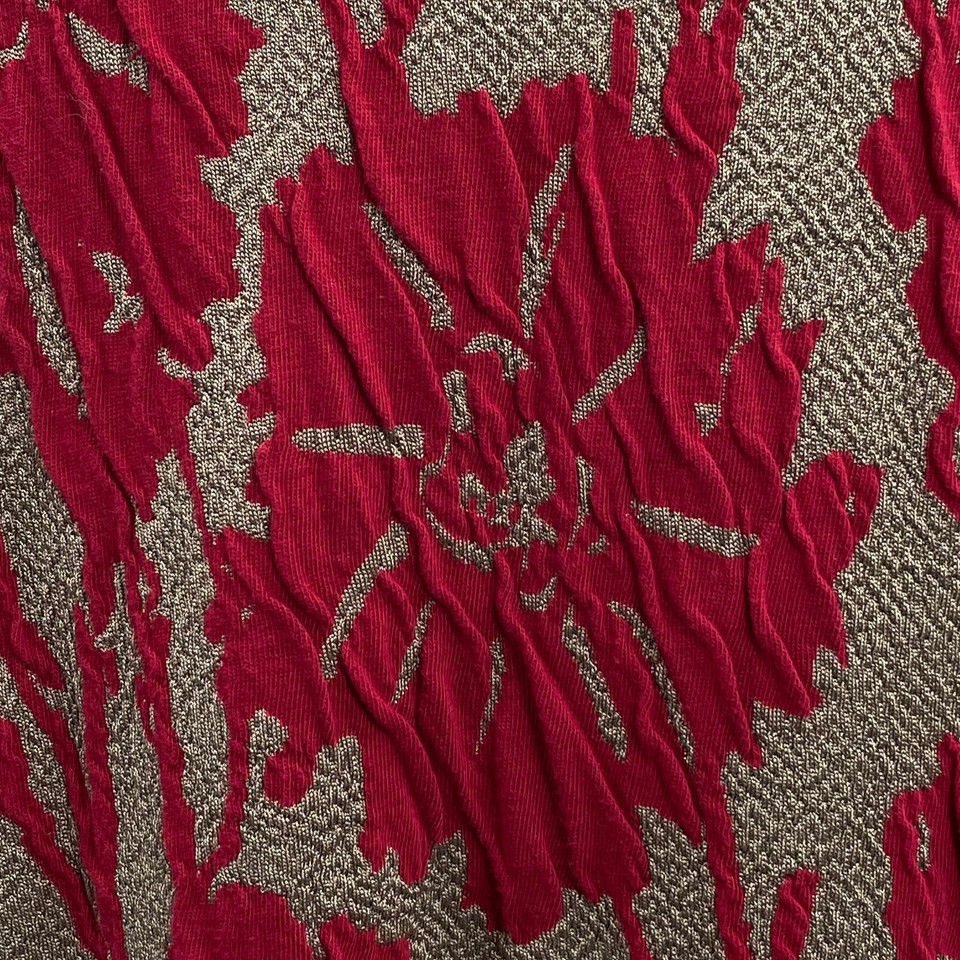 Chico's Travelers Exploded Jacket Open Cardigan Red Textured Floral ...