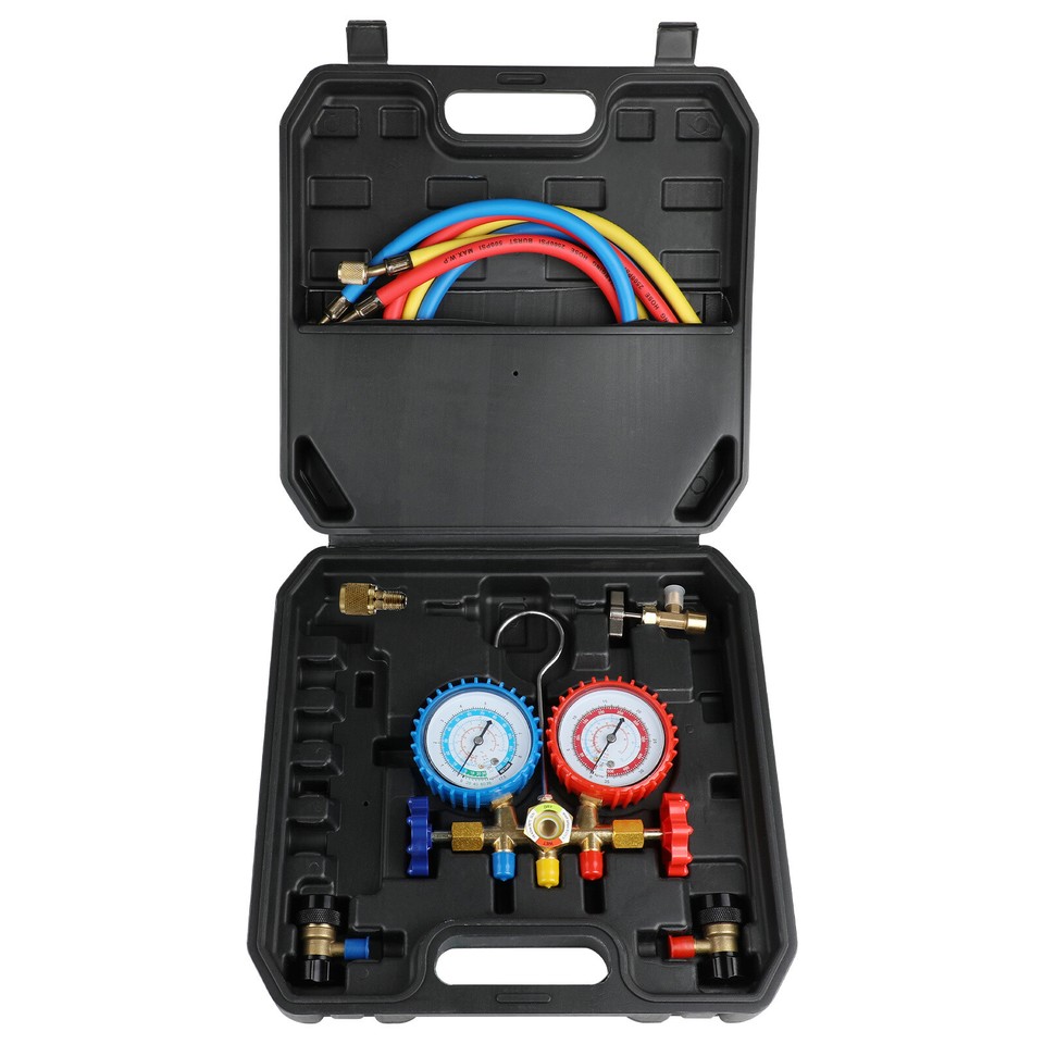R134A HVAC A/C Refrigeration Kit AC Manifold Gauge Set Auto Service Kit ...