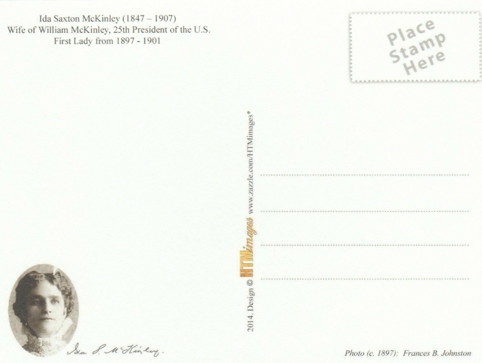 *Postcard-"Ida McKinley" (1st Lady-1897-1901)Wife/Pres William Mckinley ...
