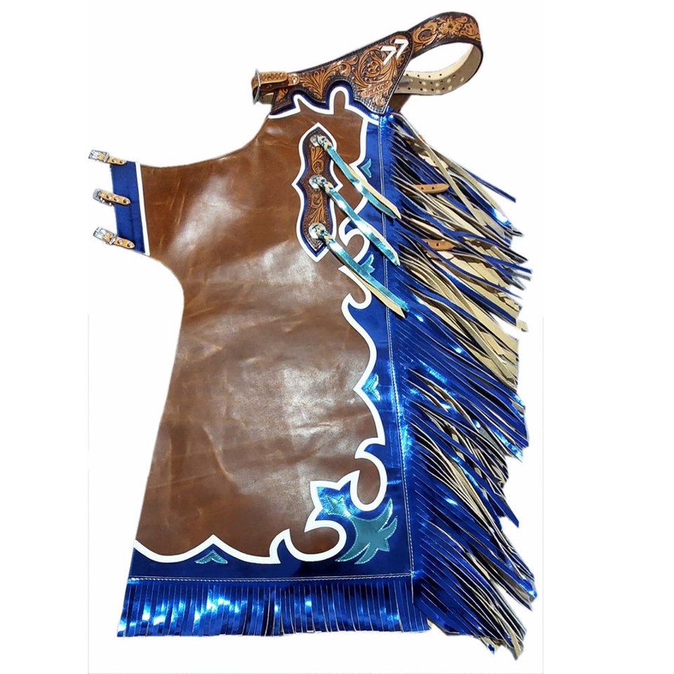 HS Hilason Bull Riding Genuine Leather Rodeo Chaps Brown | eBay