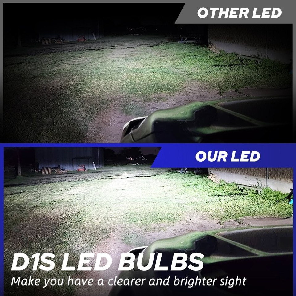 2x AUTOONE D1S White LED Headlight Bulbs 6000K CSP Bead High Bright ...