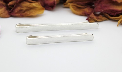 Solid sterling Silver Tie Pin/Clip Hammered or Smooth Finish 4x50mm or ...