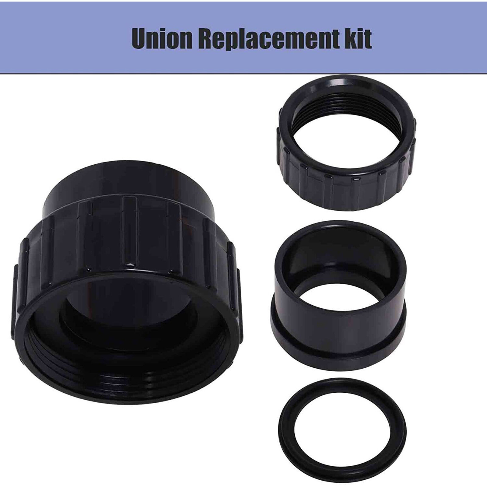 1/2 x Black Pool Pump Union Connection Kit Pump Accessories for Hayward ...