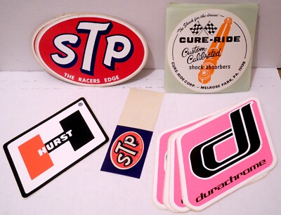Lot Of 14 Vintage Racing Decals Stickers STP HURST durachrome CURE RIDE ...
