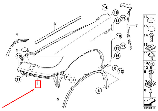 BMW E 71 X 6 Fender Left LH Driver Front 51657052399 OEM OE for sale ...